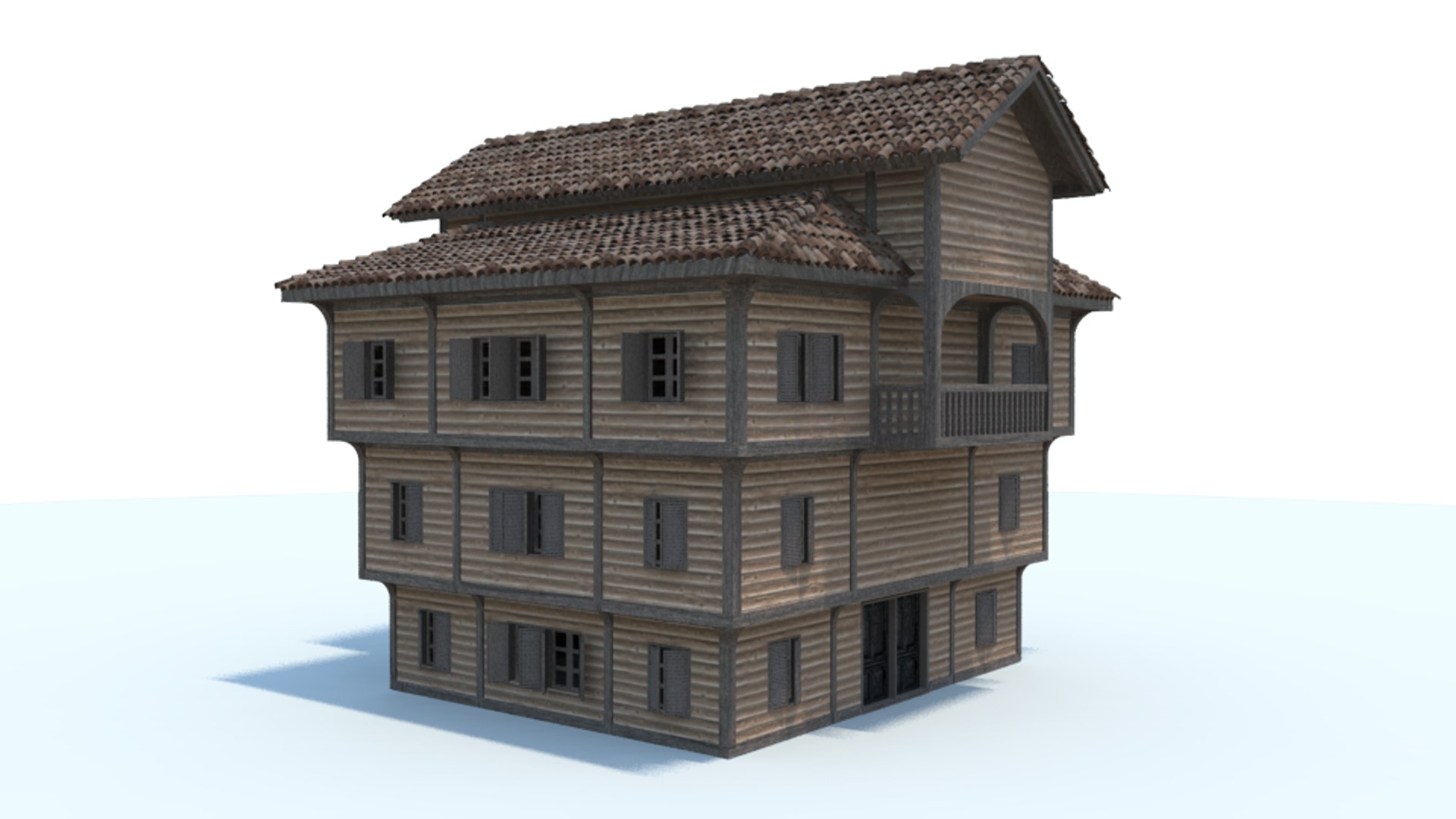 3d 3 houses model