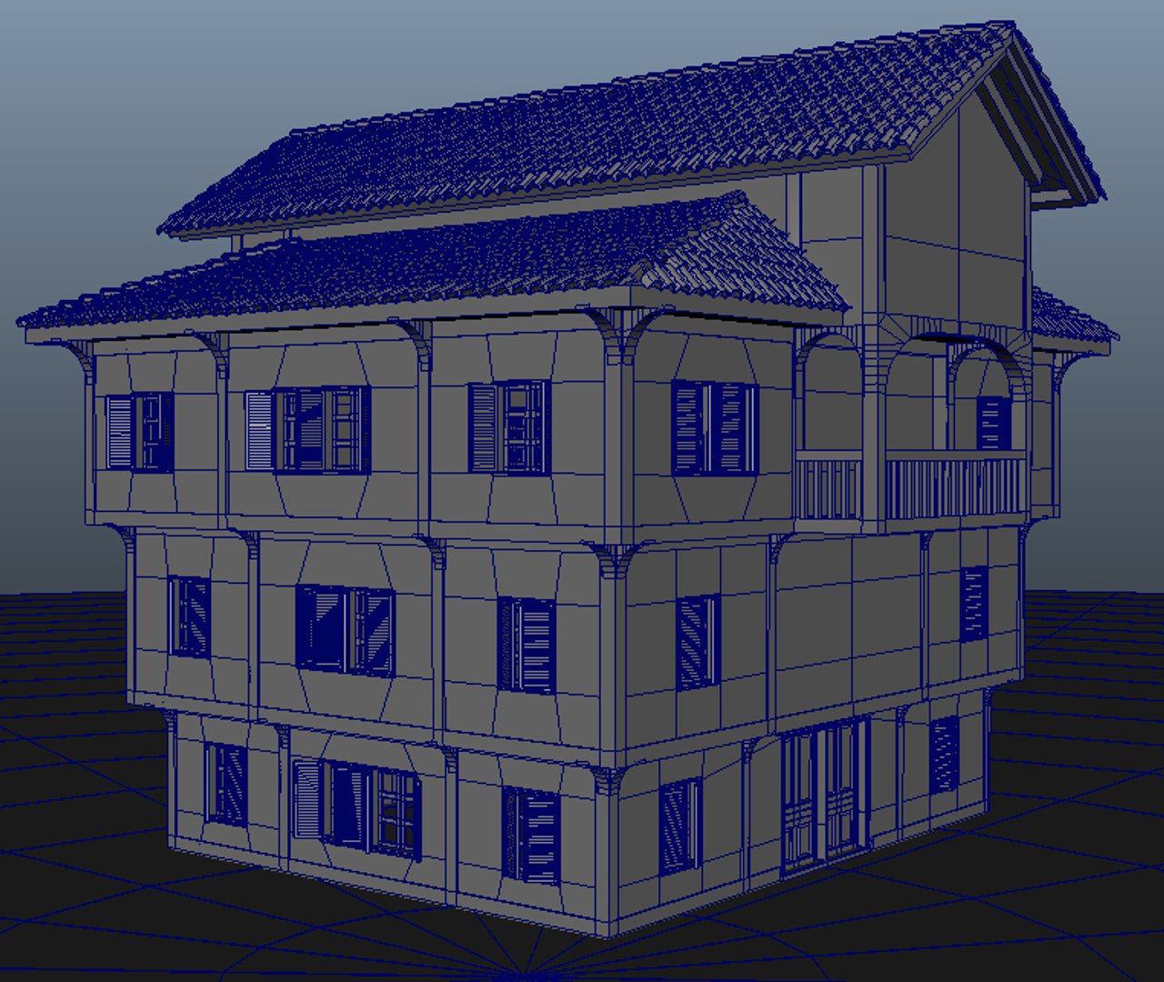3d 3 houses model