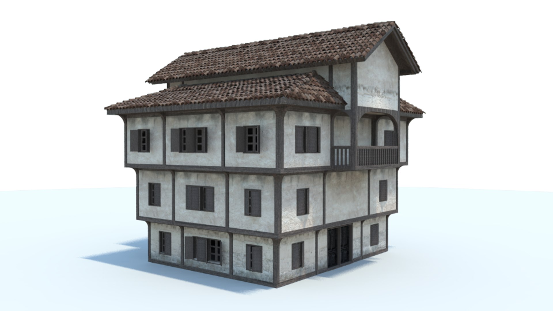 3d 3 houses model