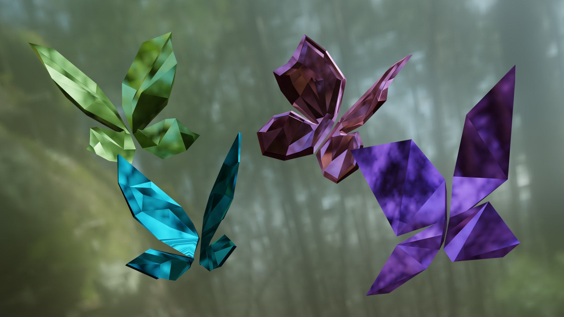 3D 4 GEOMETRIC BUTTERFLIES RIGGED AND ANIMATED - TurboSquid 1758081