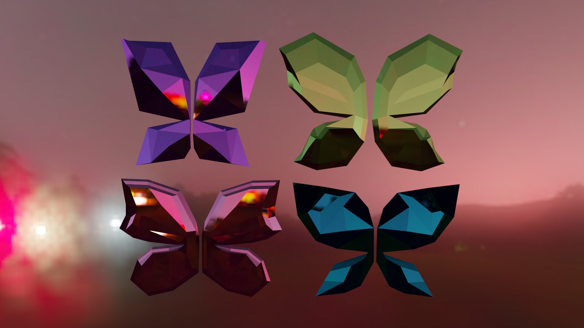 3D 4 GEOMETRIC BUTTERFLIES RIGGED AND ANIMATED - TurboSquid 1758081