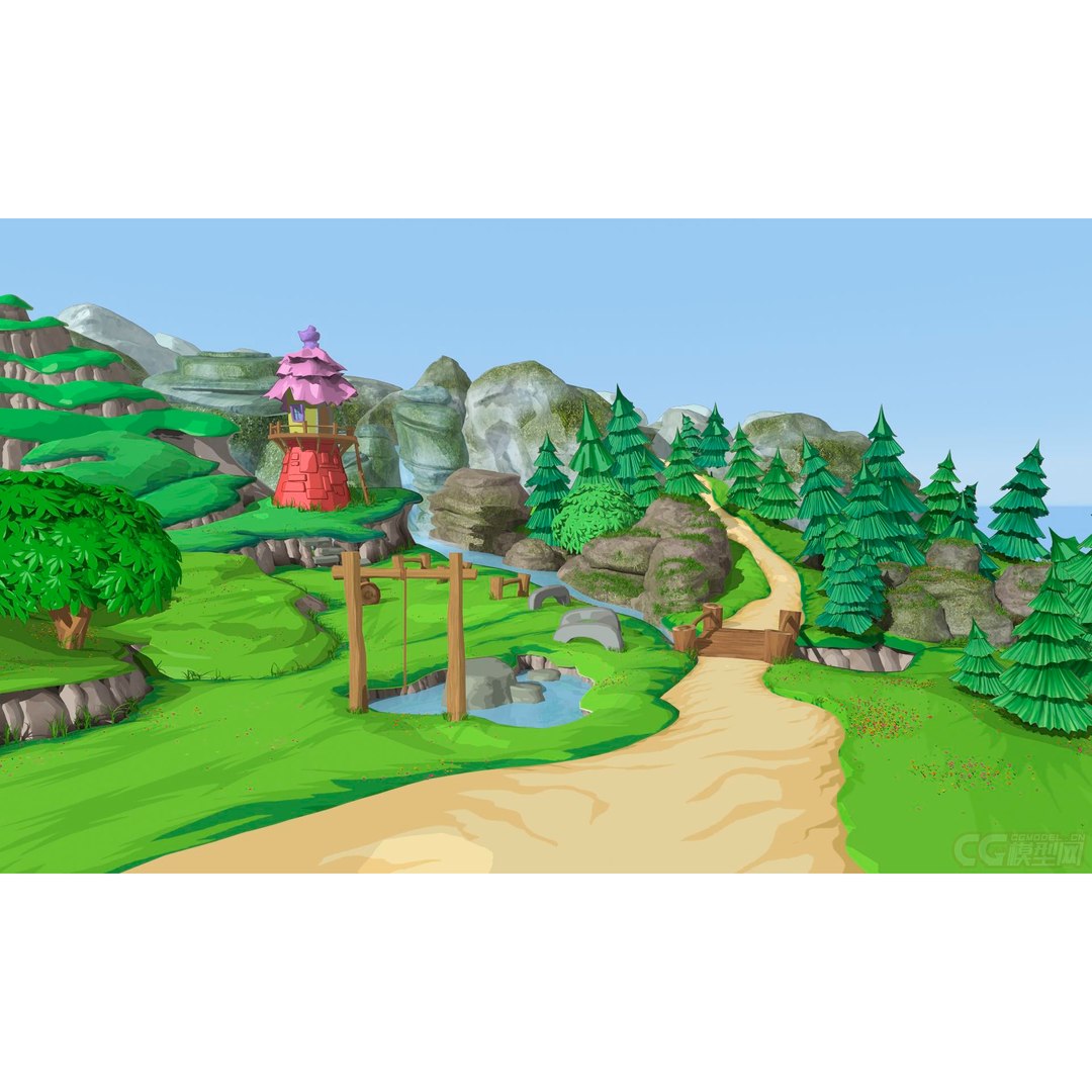 Cartoon Scene 3d Model