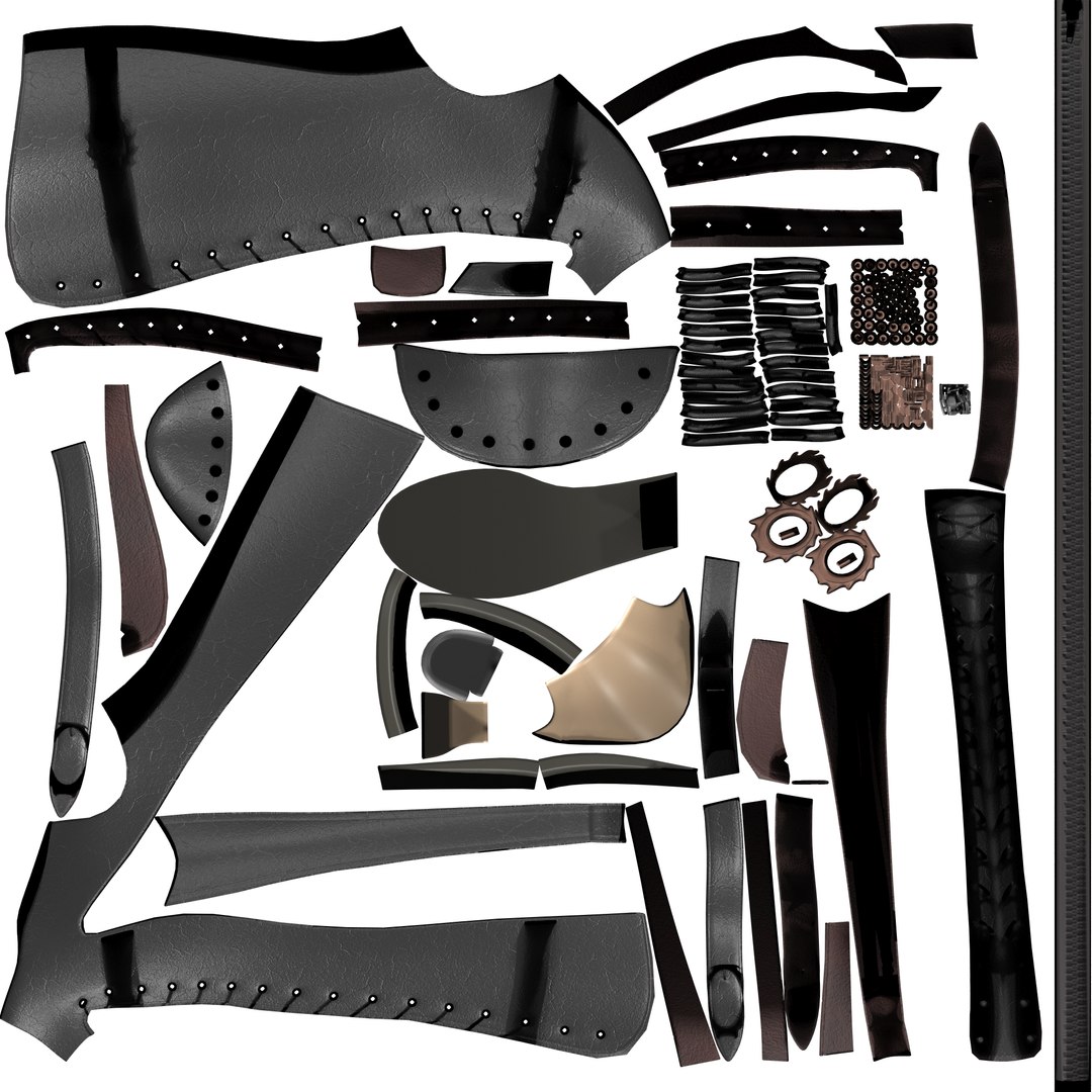 3D Steampunk Half Heels Vintage Western Knee Calf Boots Model ...