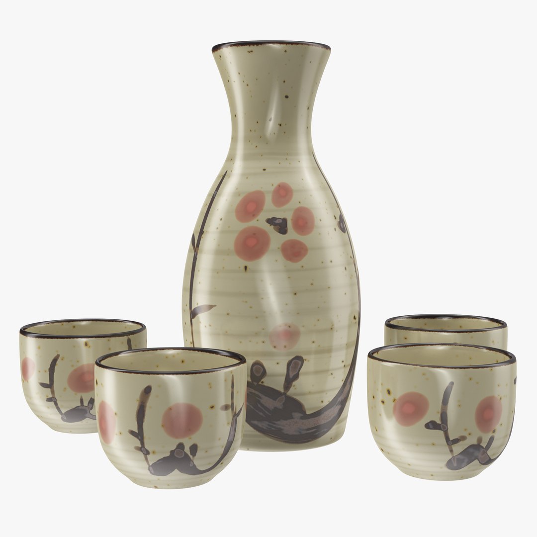 3D japanese sake service set - TurboSquid 1268953