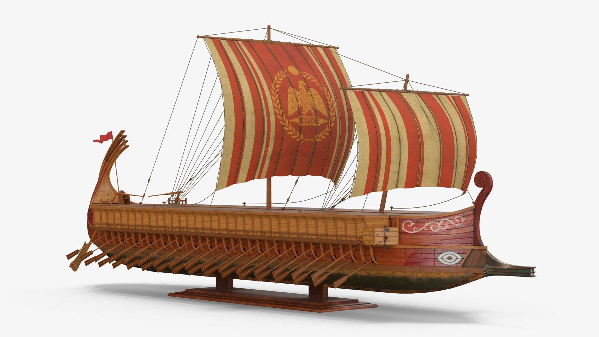 Miniature Roman Trireme On Stand Model - TurboSquid 2424492