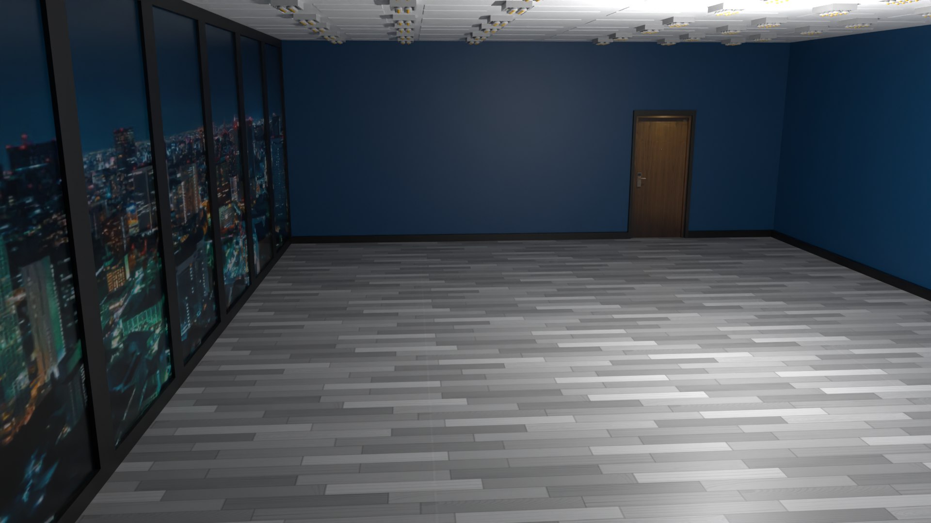 3D model empty room with night city - TurboSquid 2179962