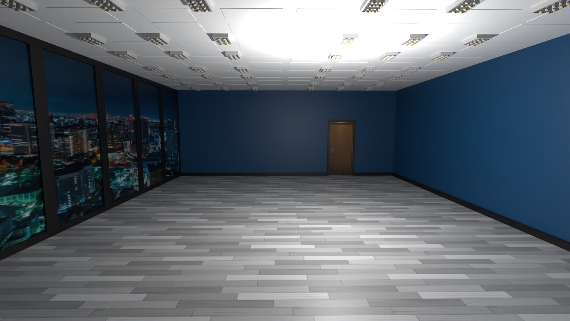 3D model empty room with night city - TurboSquid 2179962