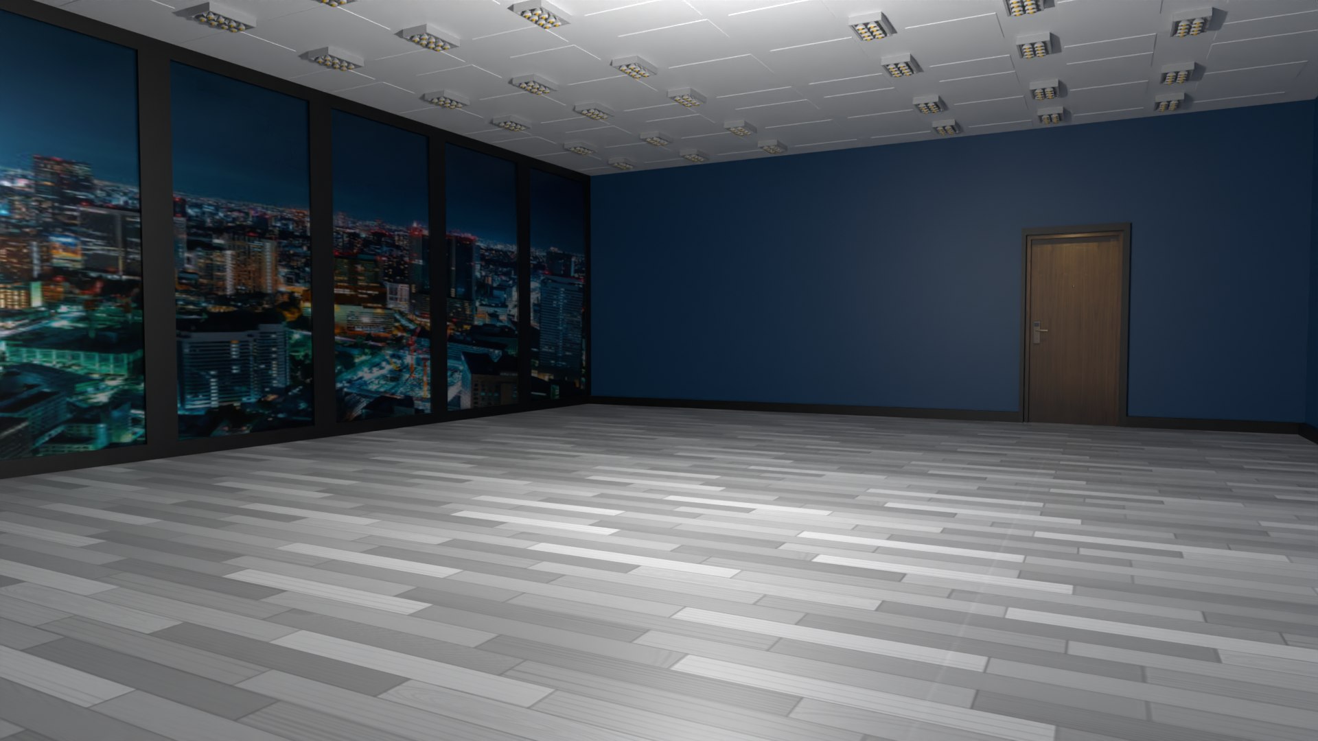 3D model empty room with night city - TurboSquid 2179962