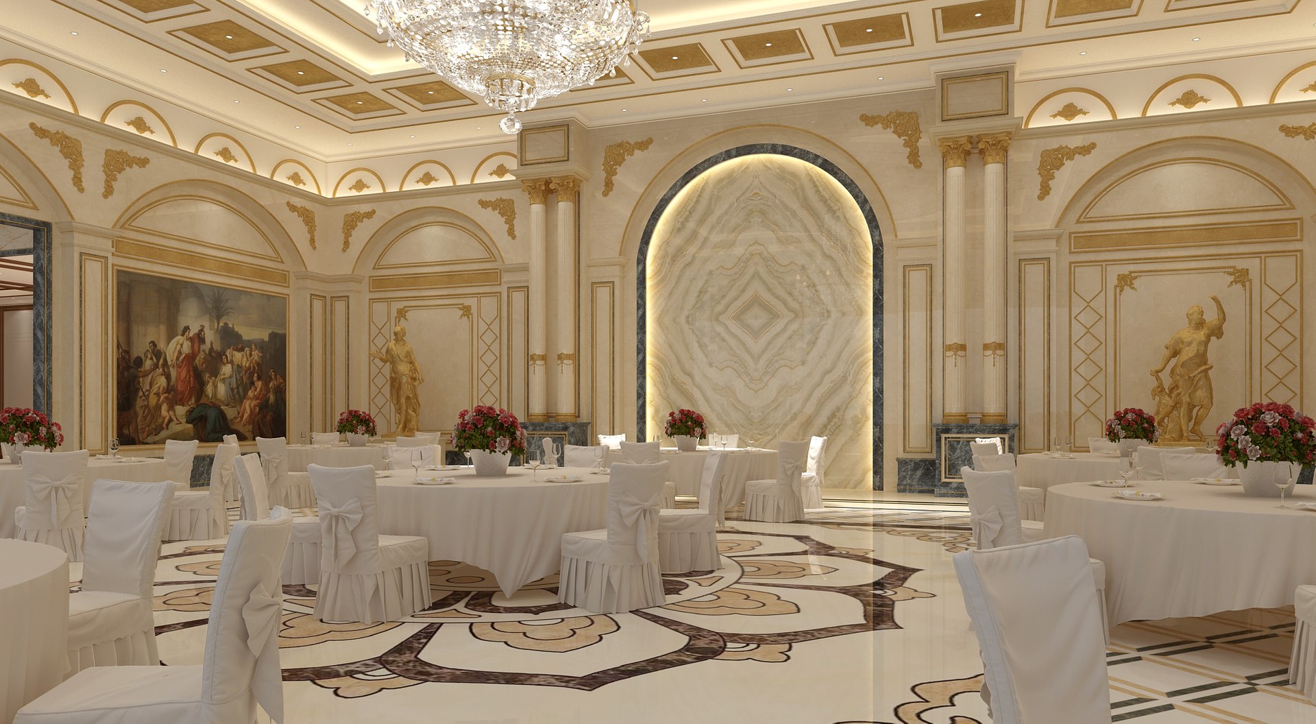 Banquet Hall 01 3D - TurboSquid 1995408