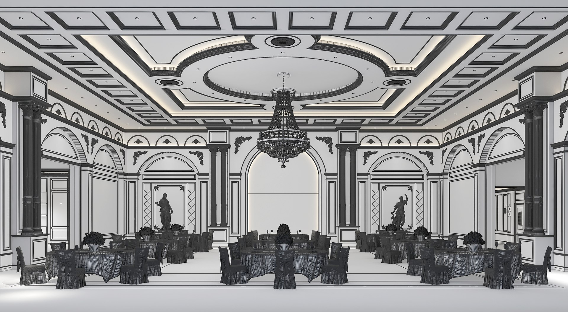 Banquet Hall 01 3D - TurboSquid 1995408