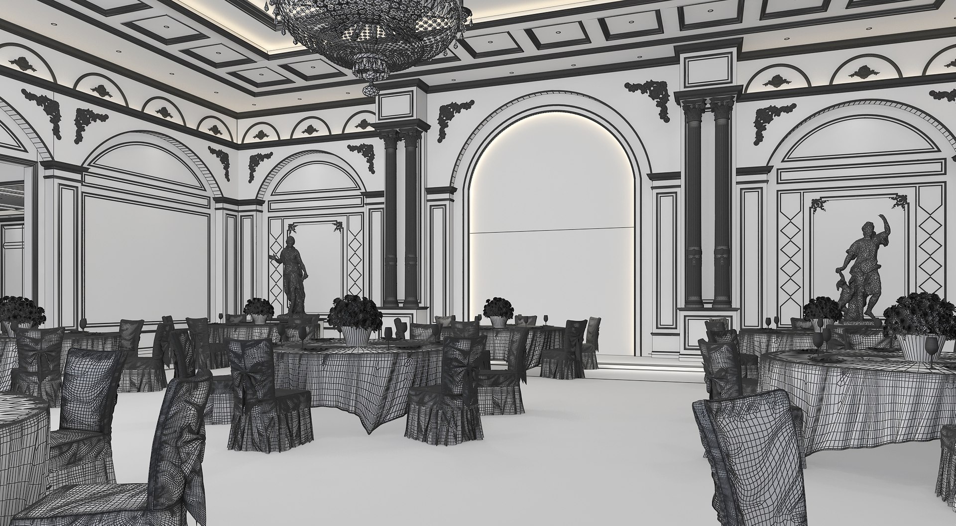 Banquet Hall 01 3D - TurboSquid 1995408