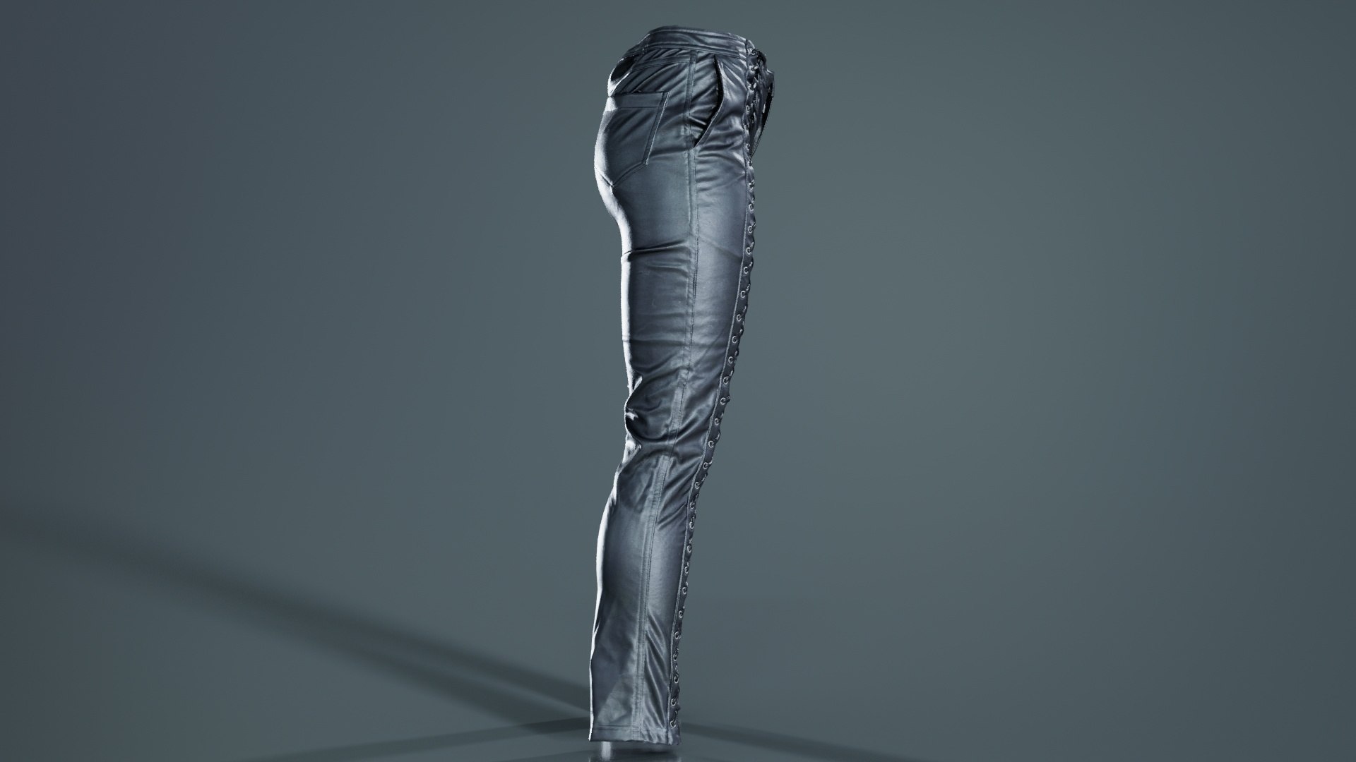 3D Full Front Laced Leather Pants Remastered - TurboSquid 2361856