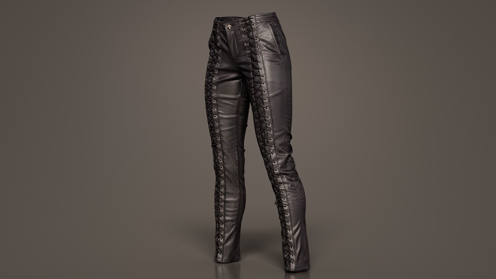 3D Full Front Laced Leather Pants Remastered - TurboSquid 2361856