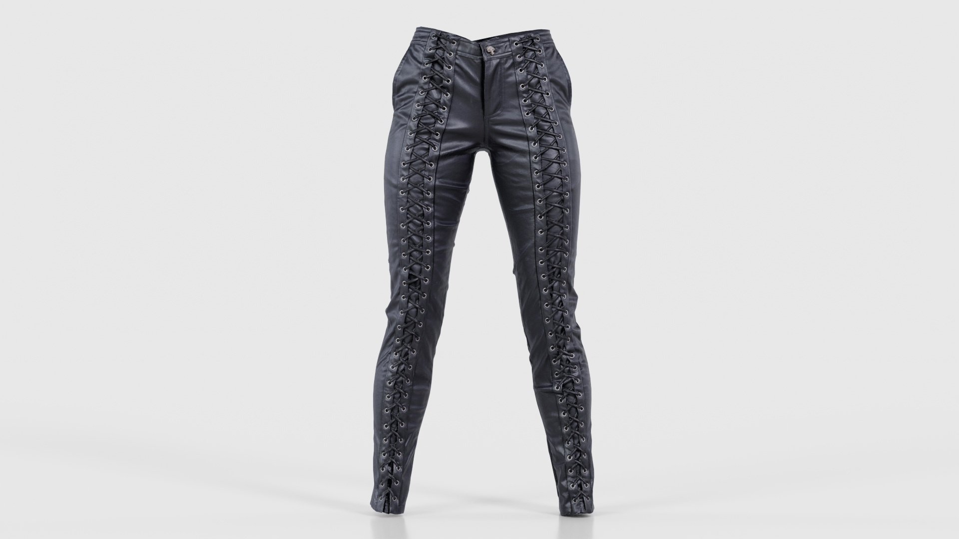 3D Full Front Laced Leather Pants Remastered - TurboSquid 2361856