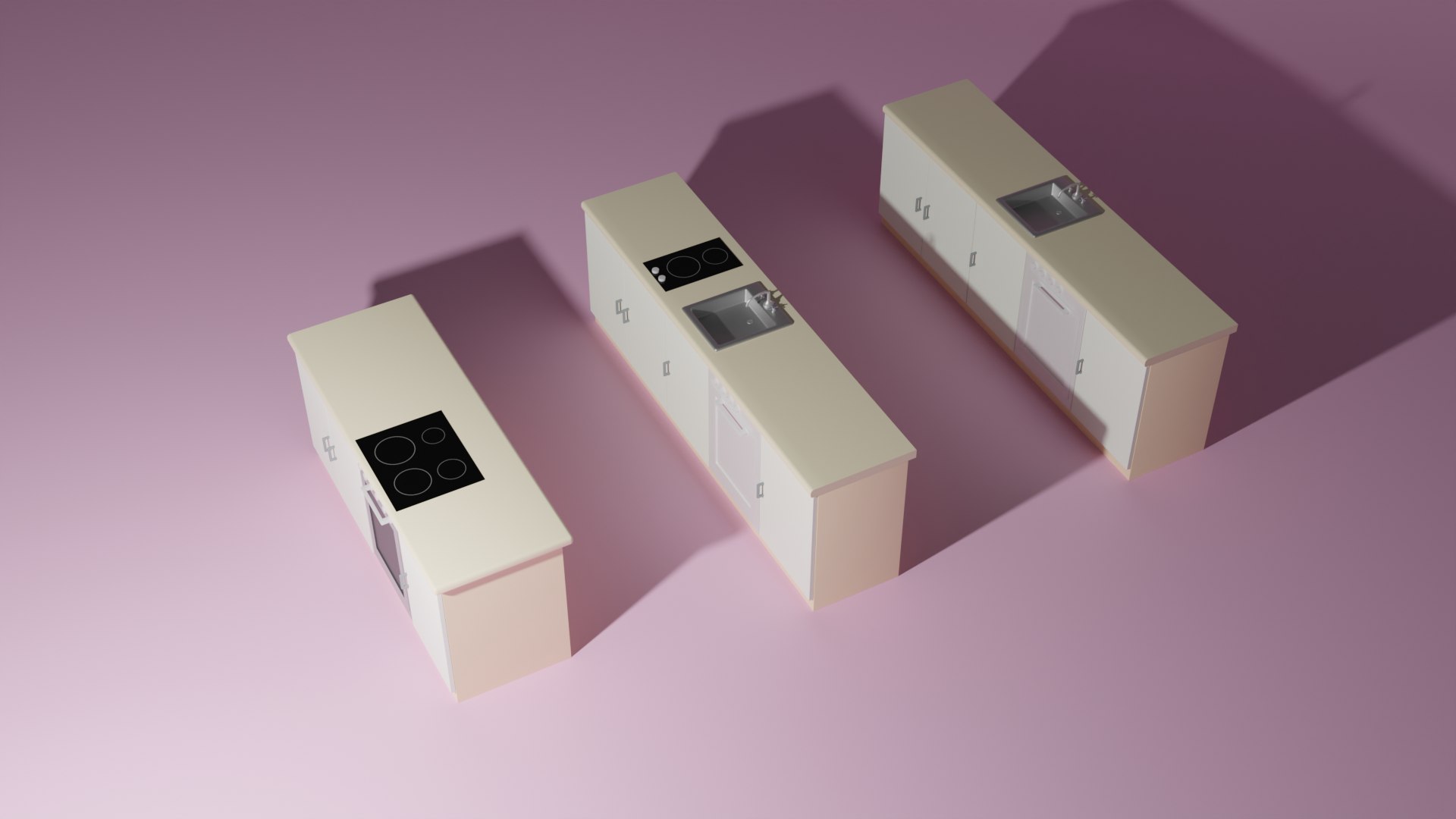 3D Three Kitchen Counters - TurboSquid 1885501