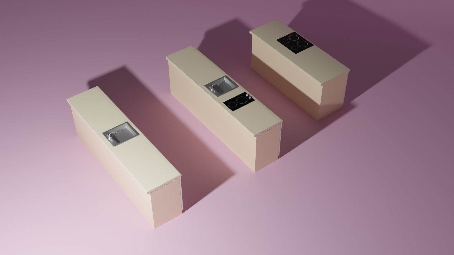 3D Three Kitchen Counters - TurboSquid 1885501
