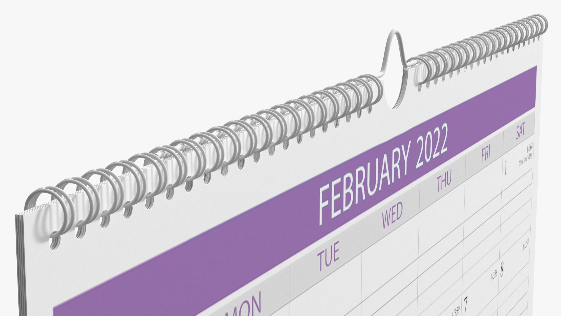 3D Monthly 2022 Wall Calendar model - TurboSquid 2109223