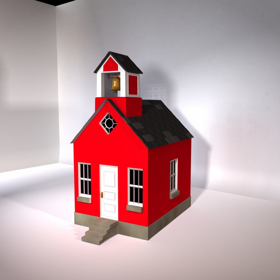 Rural Red Schoolhouse 3d Model