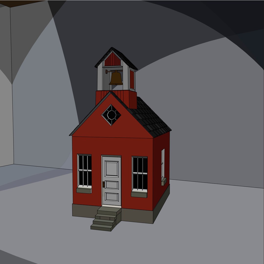 Rural Red Schoolhouse 3d Model