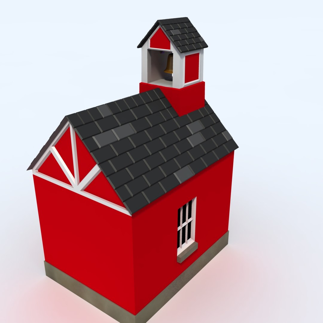 Rural Red Schoolhouse 3d Model