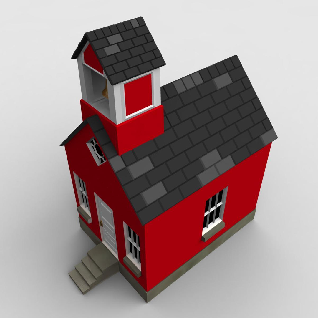Rural Red Schoolhouse 3d Model
