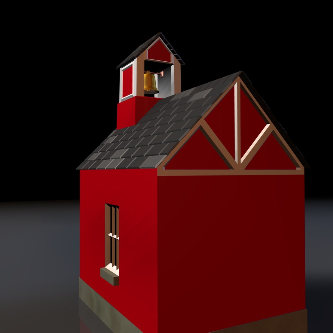 Rural Red Schoolhouse 3d Model