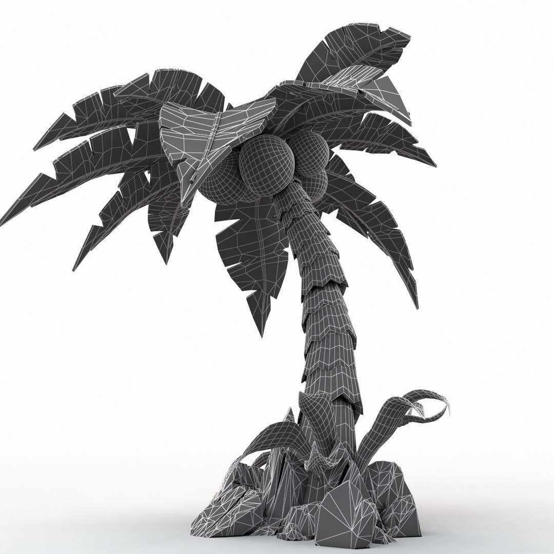 cartoon palm tree 3d model