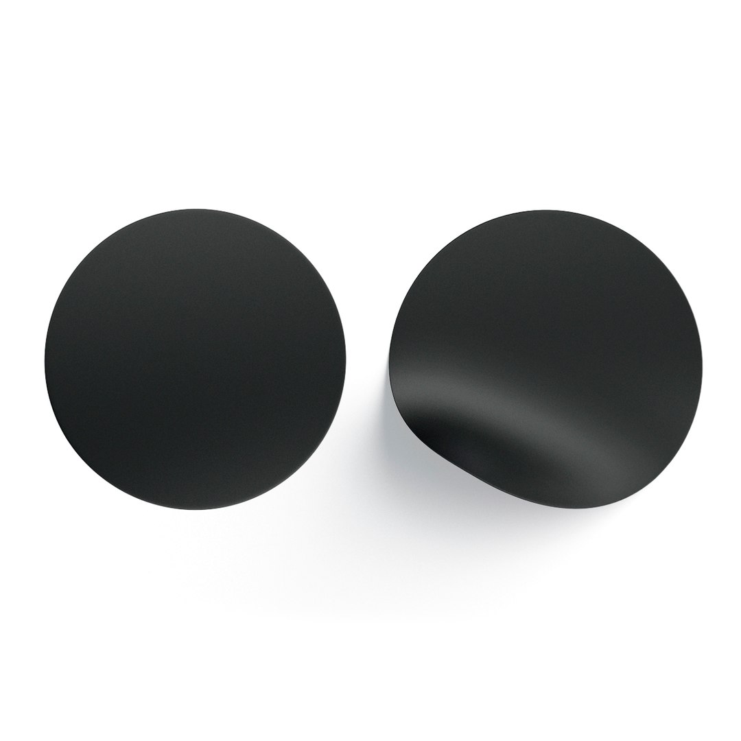 3D Two Black Round Stickers - Smooth And Bended Adhesive Labels Model ...