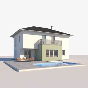 3d modern single family home model
