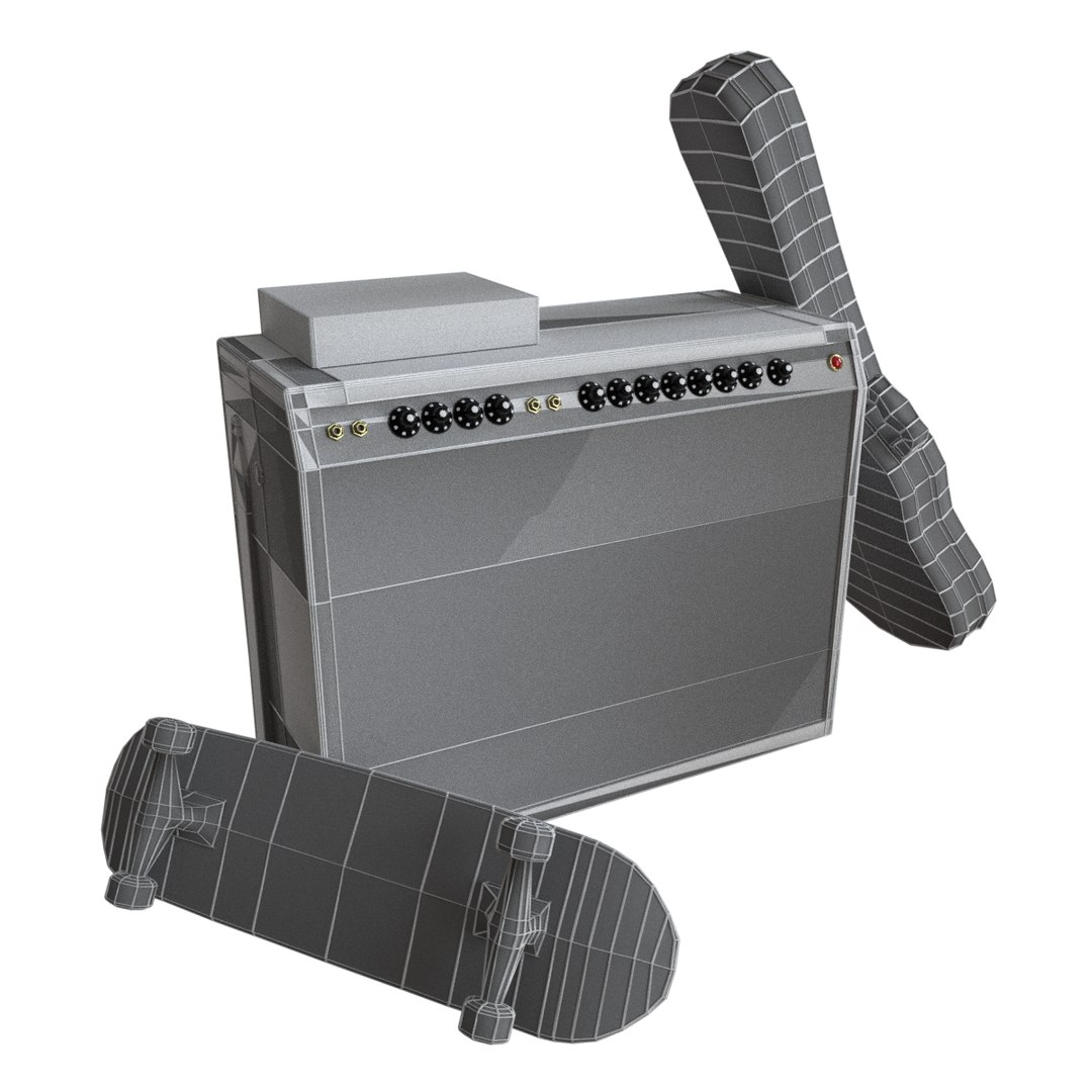 Set Amplifier Guitar Case 3D Model - TurboSquid 1413885