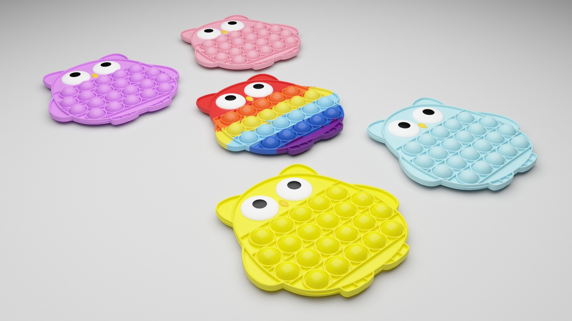 Owl Pop It Fidget Toys Set model - TurboSquid 1786536
