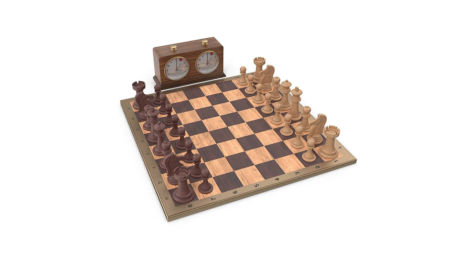 3D Chesboard With Chess Clock - TurboSquid 2254483