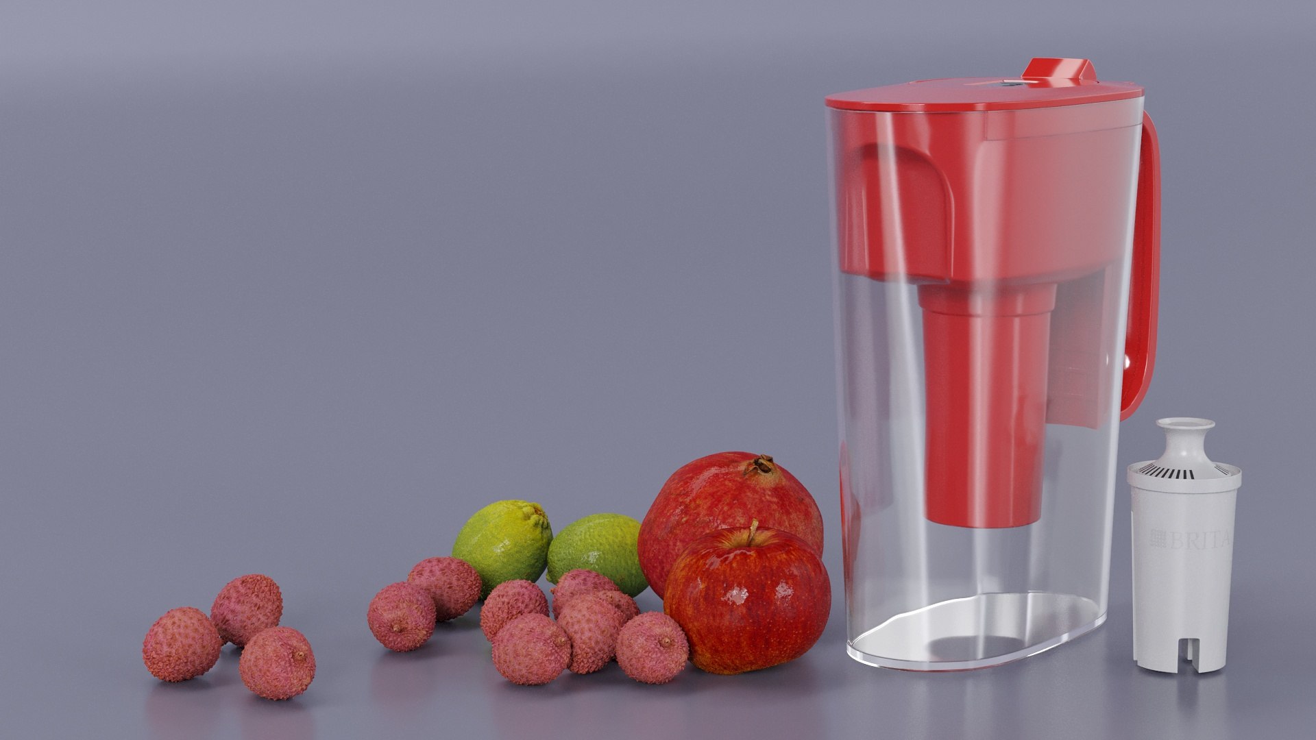 Brita Red Water Pitcher With Filter 3D - TurboSquid 1967924