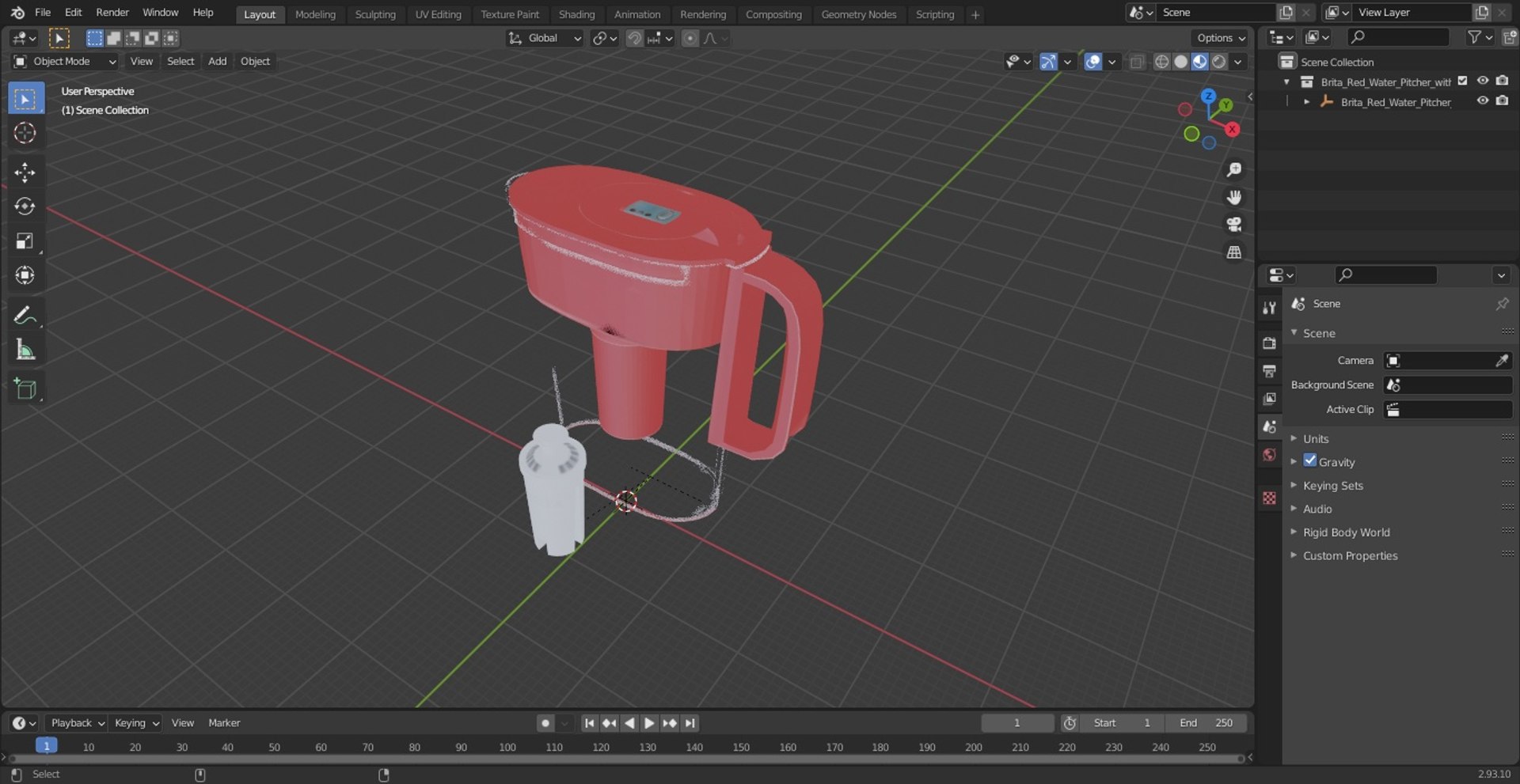 Brita Red Water Pitcher With Filter 3D - TurboSquid 1967924