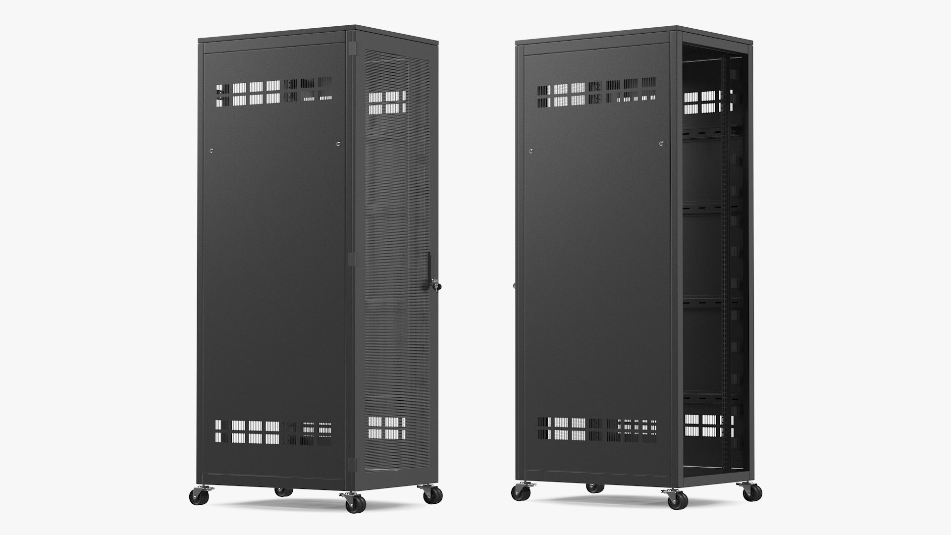Floor Standing Rack Cabinet 42 Unit Black Empty model - TurboSquid 1848969