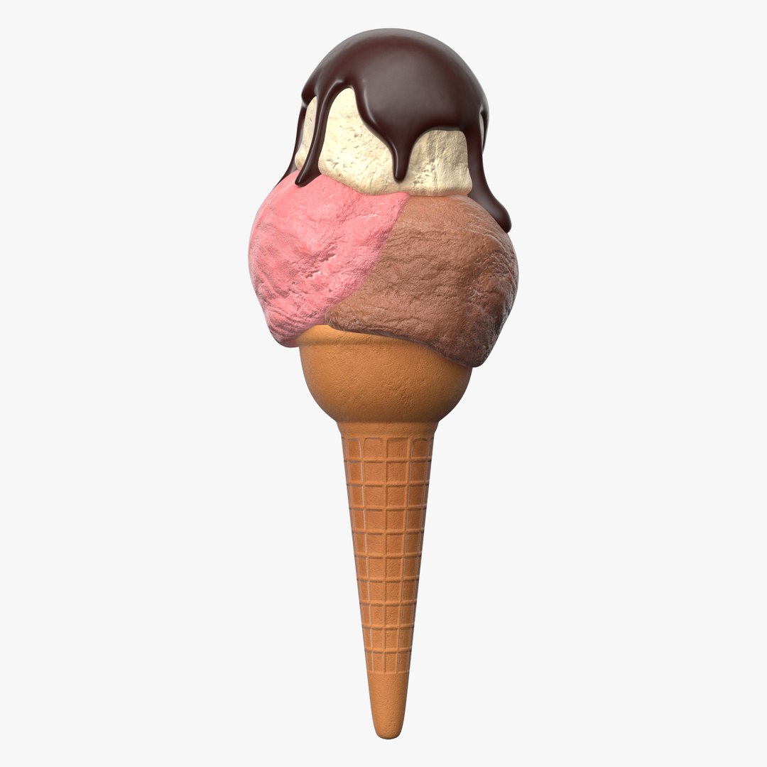 Ice Cream Cone 3v PBR 3D Model - TurboSquid 2191446