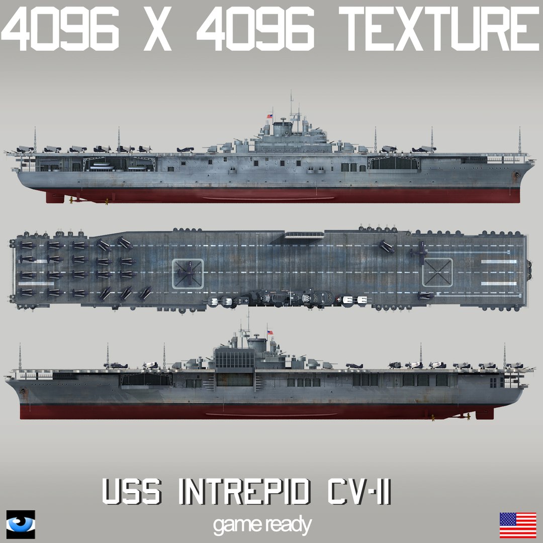 3D uss intrepid cv-11 cv model - TurboSquid 1412371
