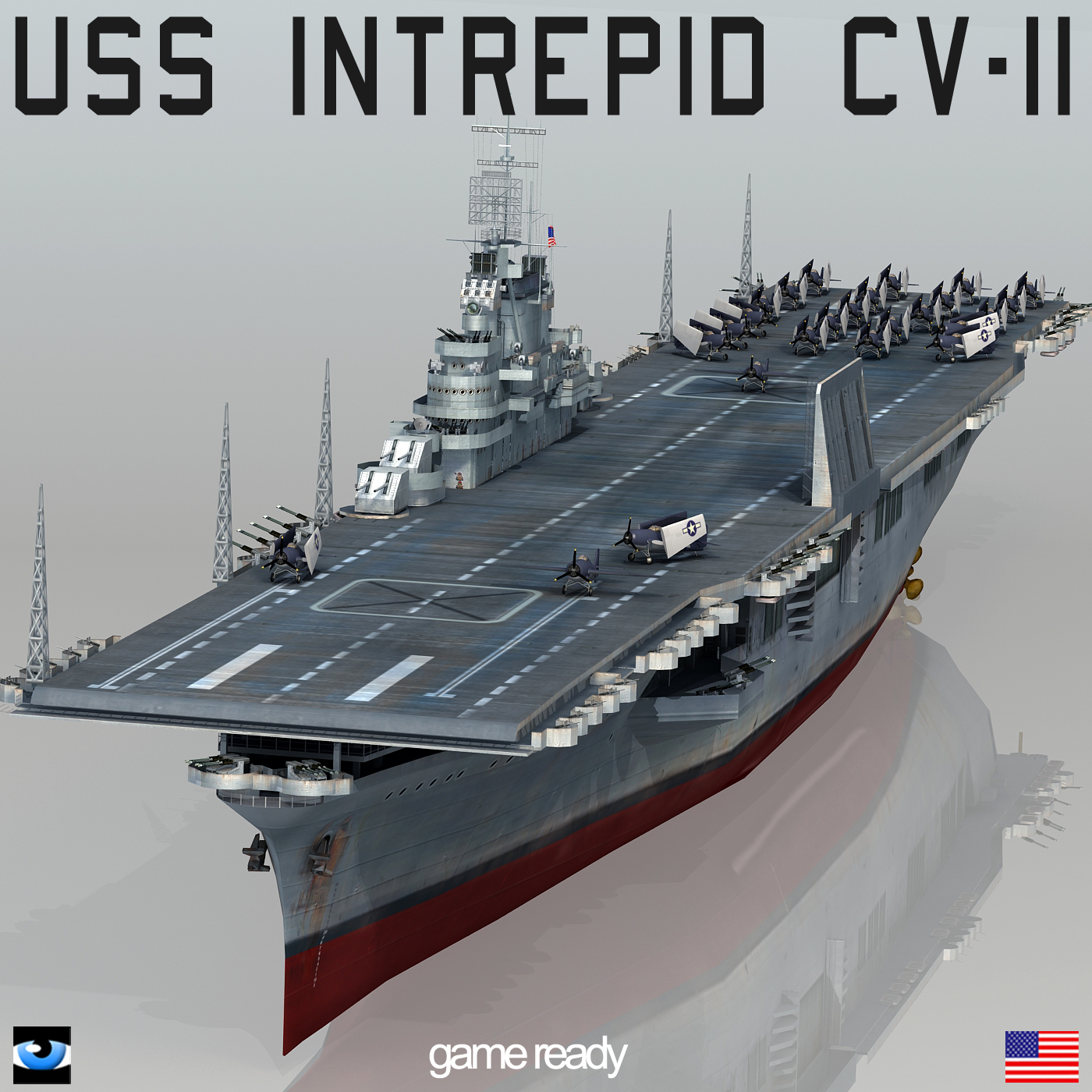 3D uss intrepid cv-11 cv model - TurboSquid 1412371
