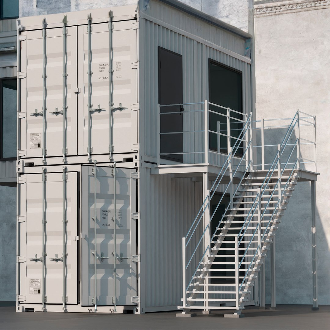 3D Small Office From Containers White - TurboSquid 2277609