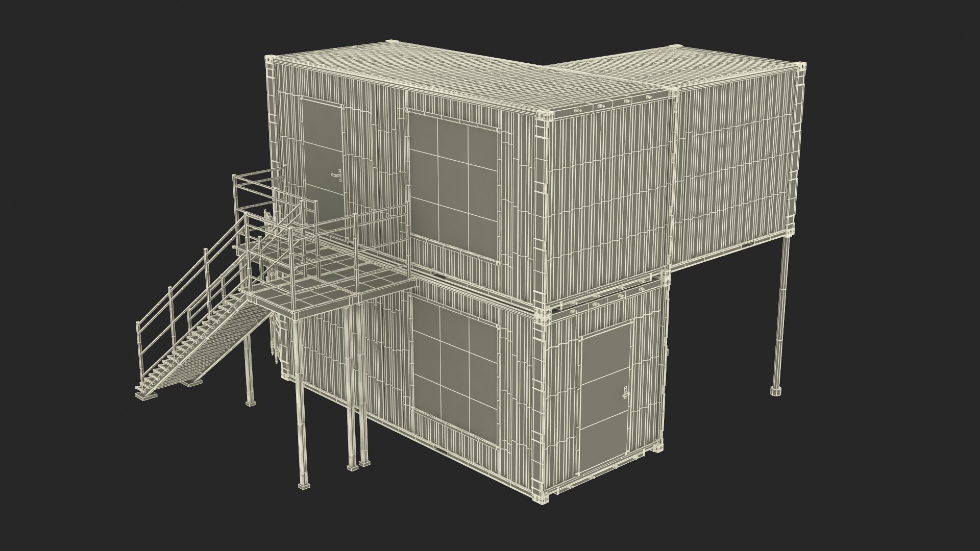 3D Small Office From Containers White - TurboSquid 2277609
