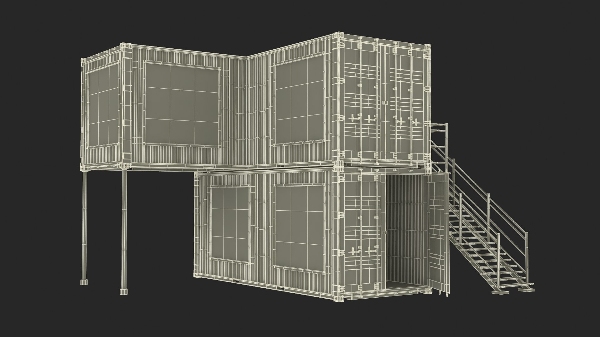 3D Small Office From Containers White - TurboSquid 2277609
