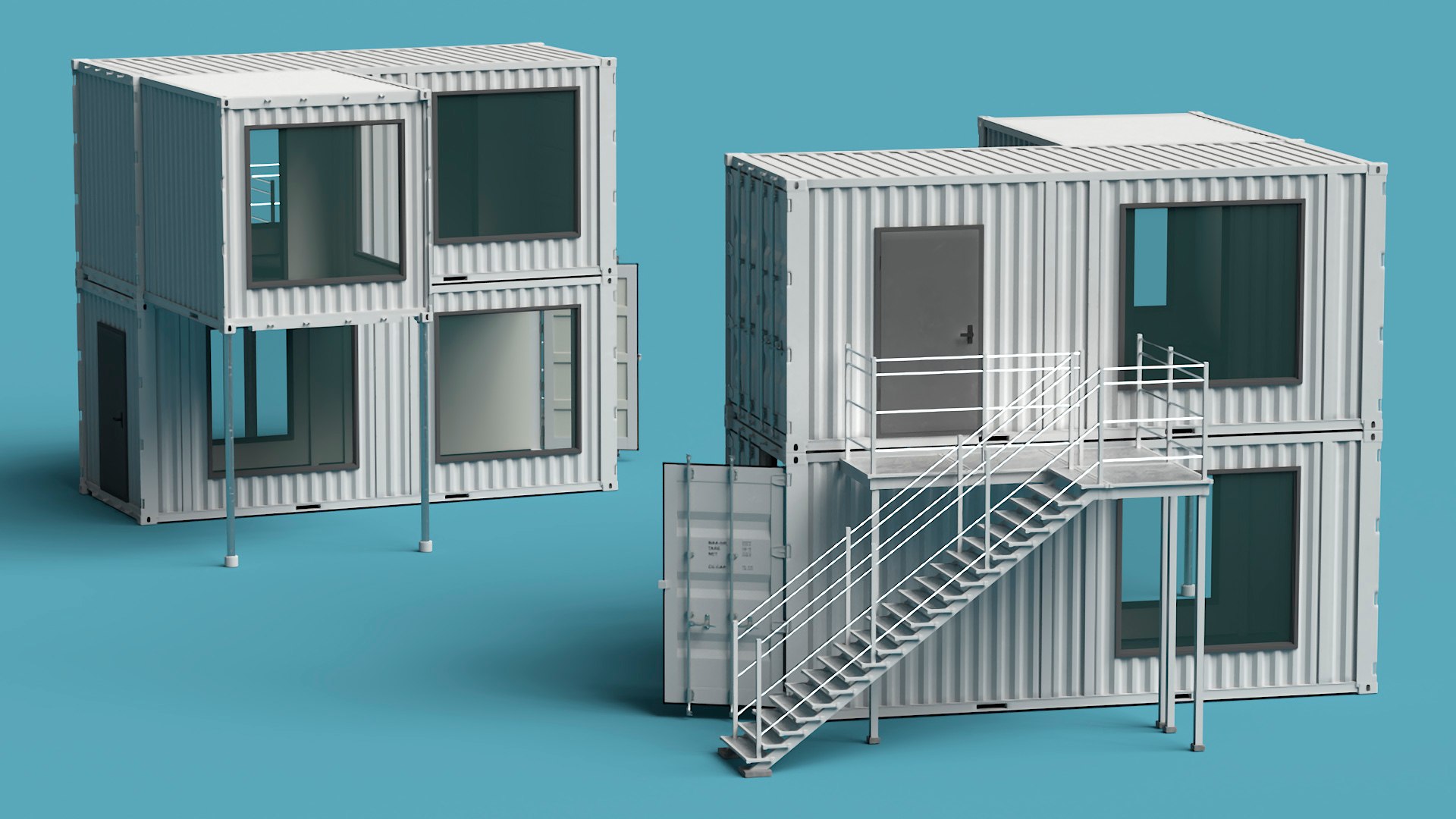 3D Small Office From Containers White - TurboSquid 2277609