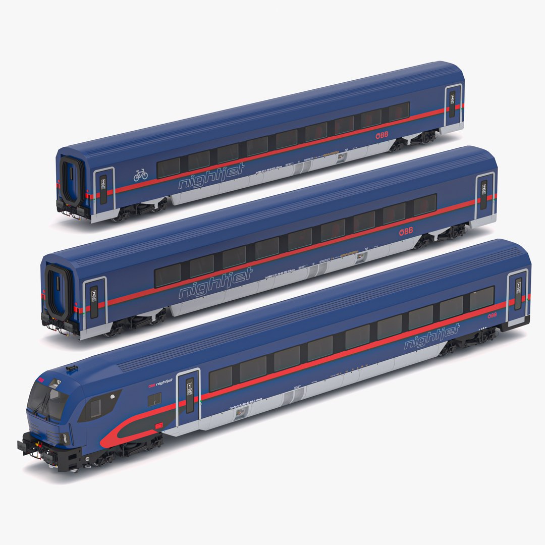3D Model Passenger Train OBB Nightjet Collection 4 - TurboSquid 2227487