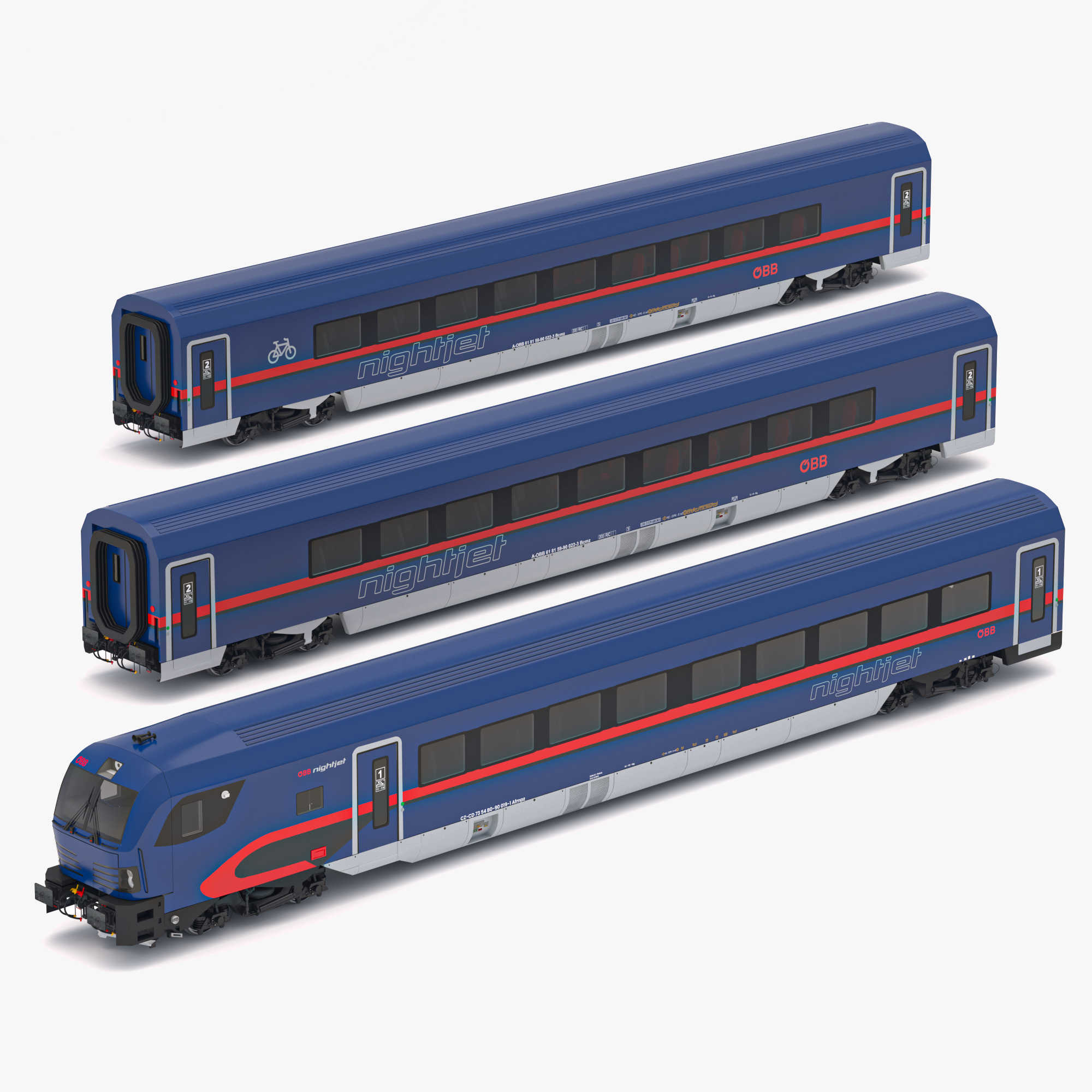 modelo 3d Tren de pasajeros OBB Nightjet Colección 4 - TurboSquid 2227487