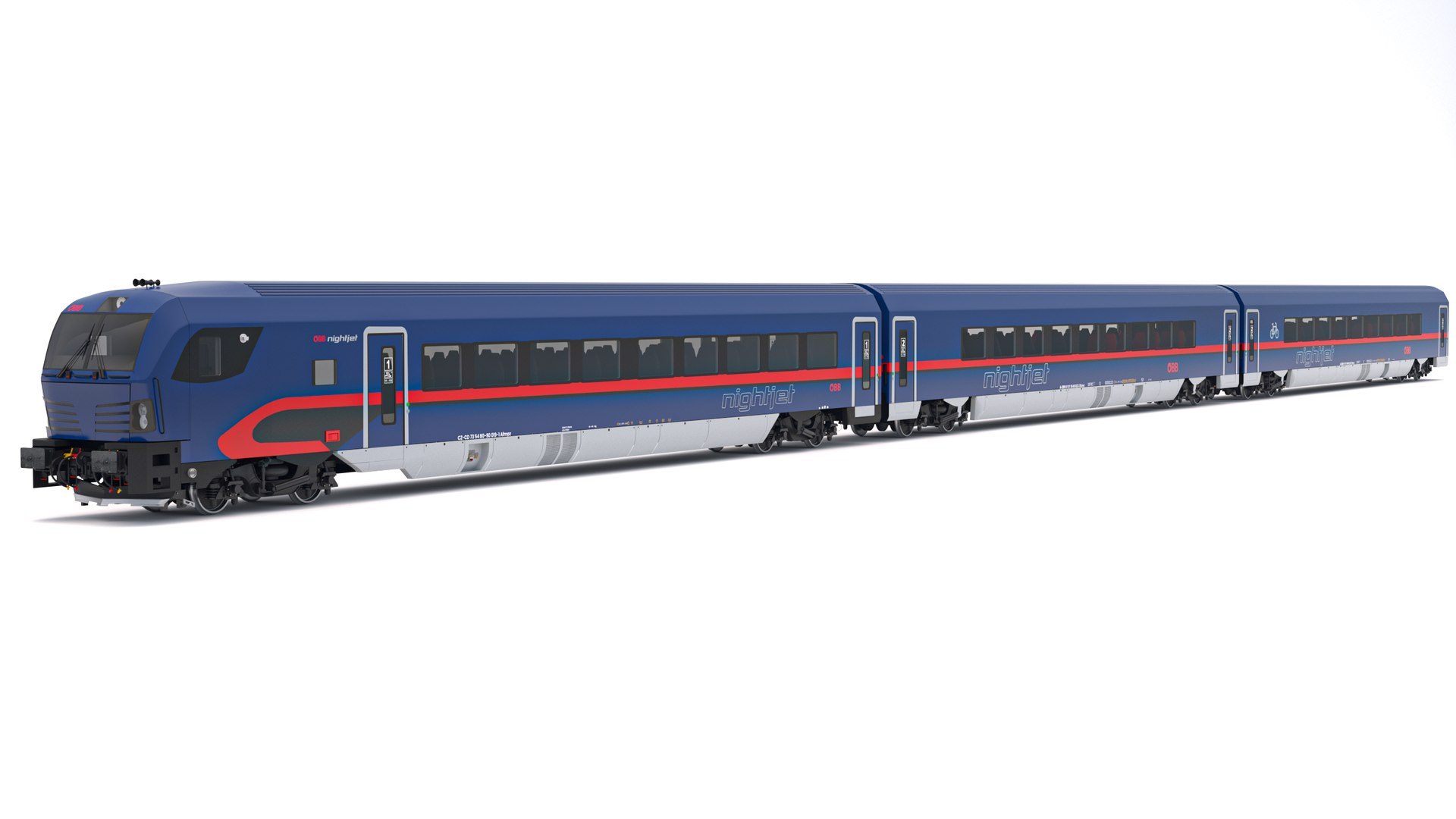 3D Model Passenger Train OBB Nightjet Collection 4 - TurboSquid 2227487