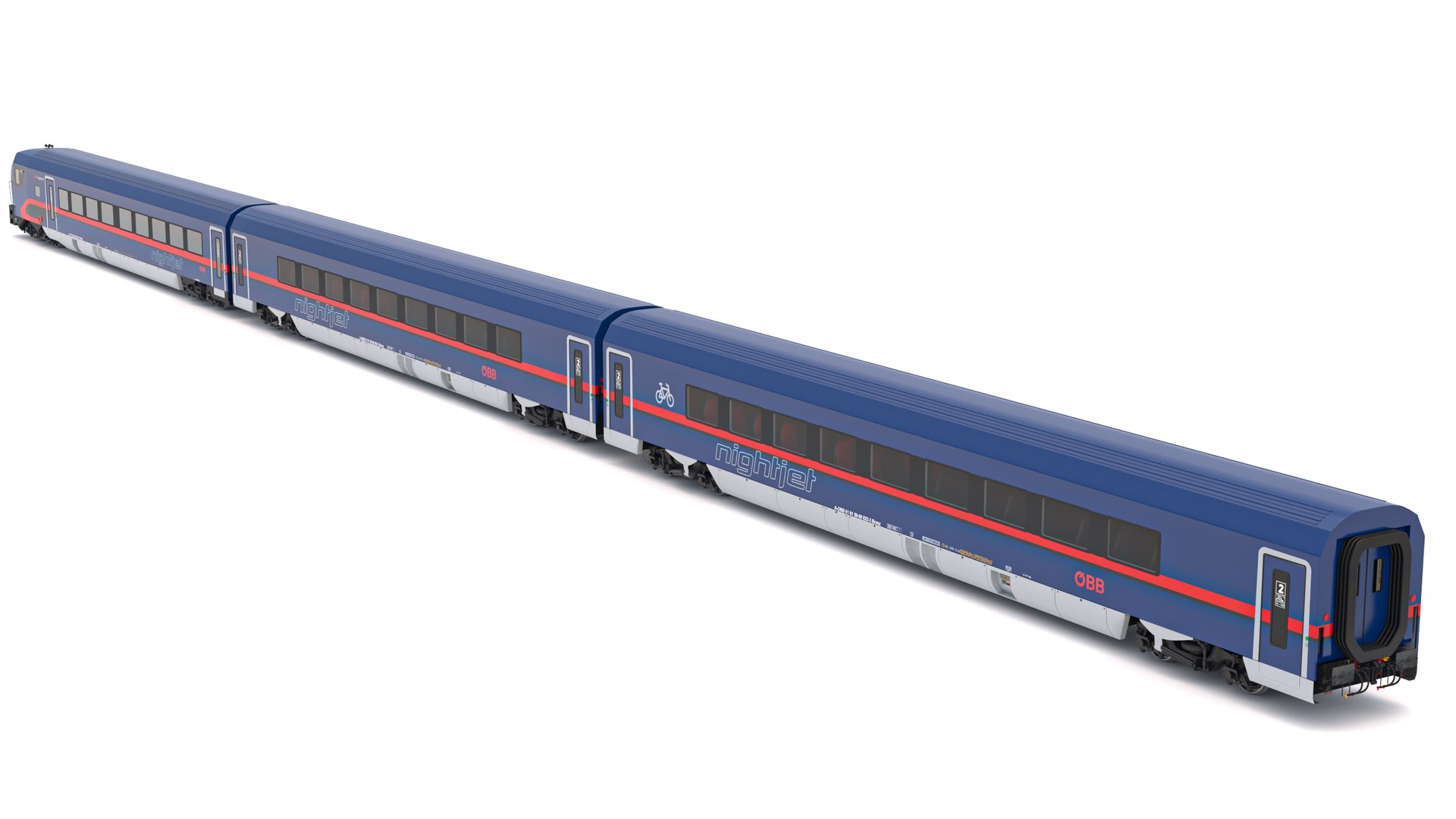 3D Model Passenger Train OBB Nightjet Collection 4 - TurboSquid 2227487
