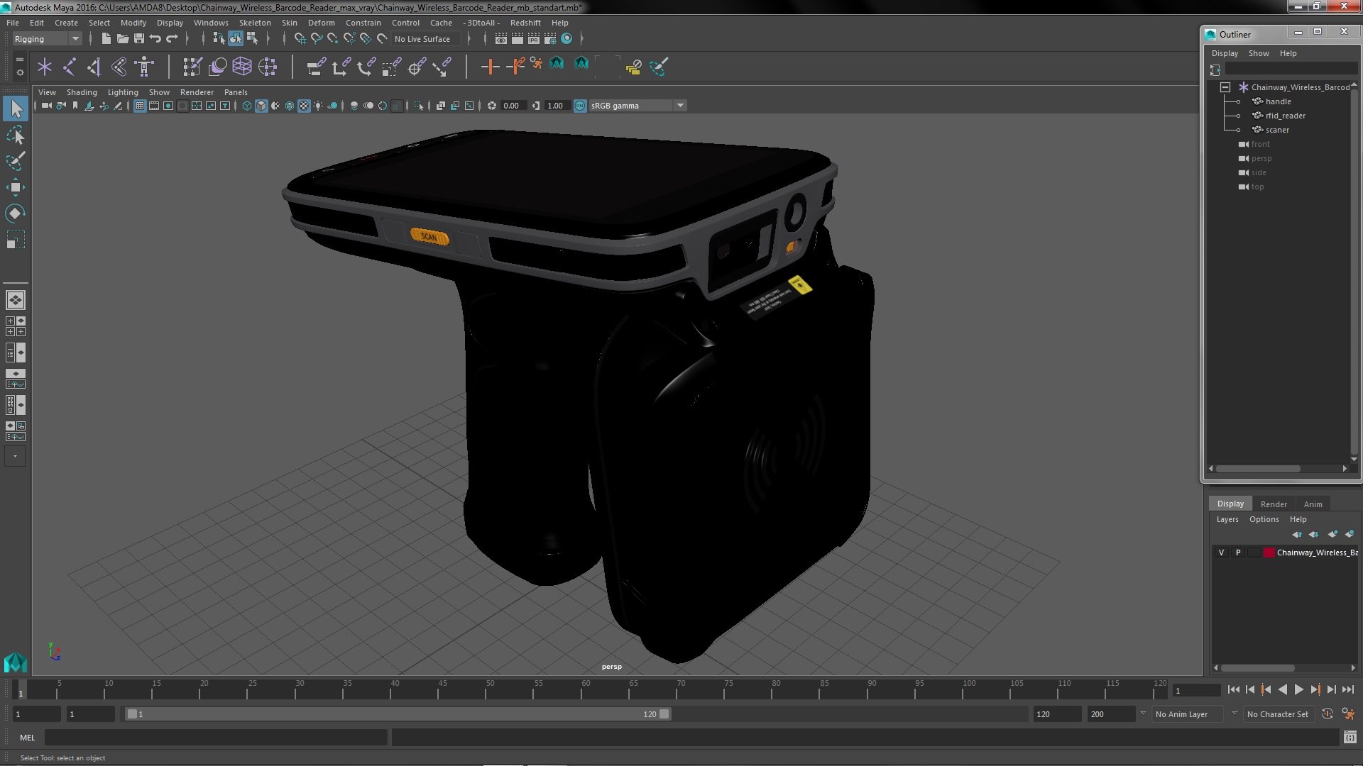 Chainway Wireless Barcode Reader 3D model - TurboSquid 2058160