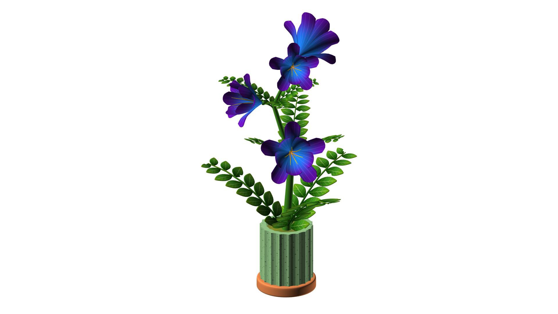 3D Blue Flower - TurboSquid 2069409