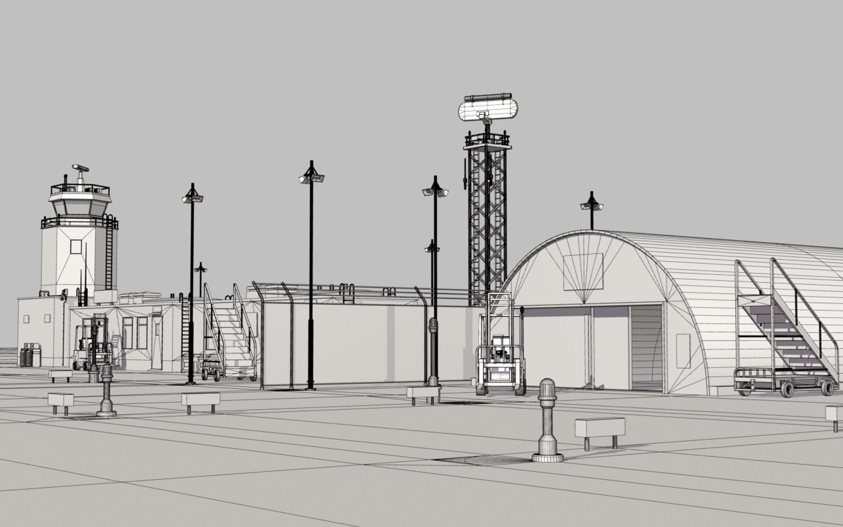 3d military airfield model