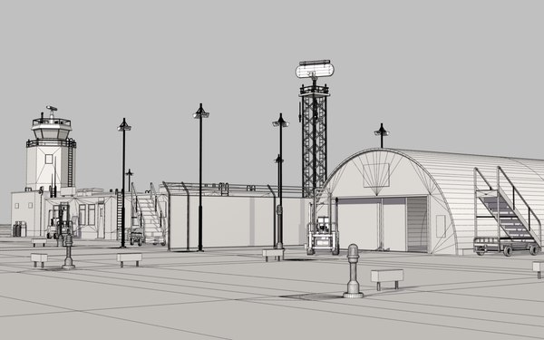 3d military airfield model